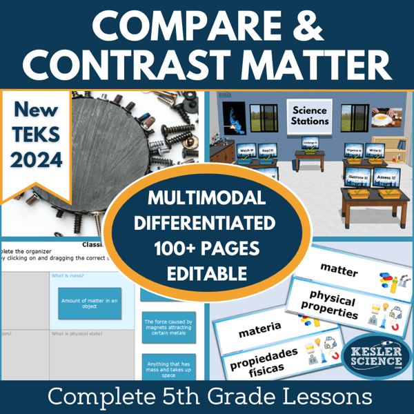 TEKS 5.6A Compare & Contrast Matter Activities for 5th grade Science