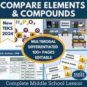 TEKS 7.6A Compare Elements & Compounds for Middle School Science