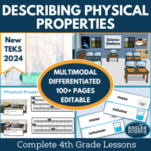 TEKS 4.6A Describing Physical Properties Activities 4th Grade Science