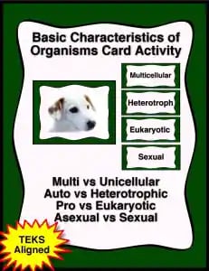 Characteristics of Organisms Card Sort