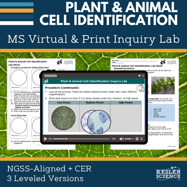 NGSS - Cell Parts & Functions Activities for Middle School Science