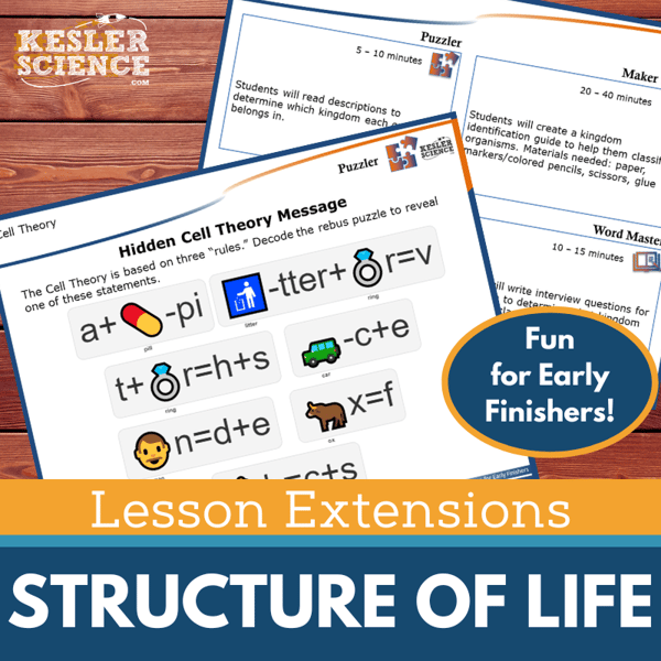 NGSS - Cell Parts & Functions Activities for Middle School Science