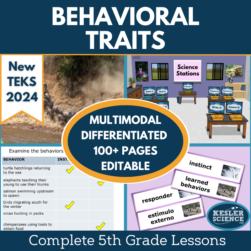 TEKS 5.13B Behavioral Traits Activities for 5th Grade Science