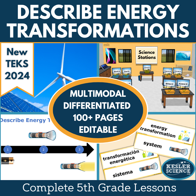 TEKS 5.8A Describe Energy Transformations Activities 5th Grade Science