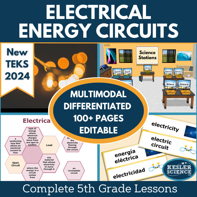 TEKS 5.8B Electrical Circuits Activities for 5th Grade Science