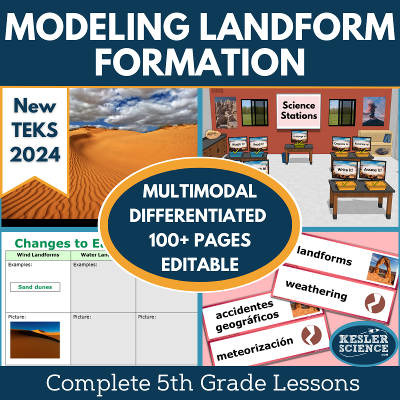 TEKS 5.10C Modeling Landform Formation Activities 5th Grade Science