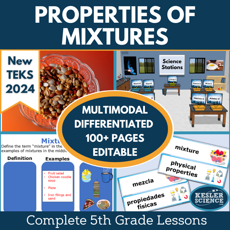 TEKS 5.6B Properties of Mixtures Activities for 5th Grade Science