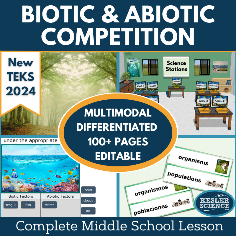 TEKS 6.12A Biotic & Abiotic Competition for Middle School Science