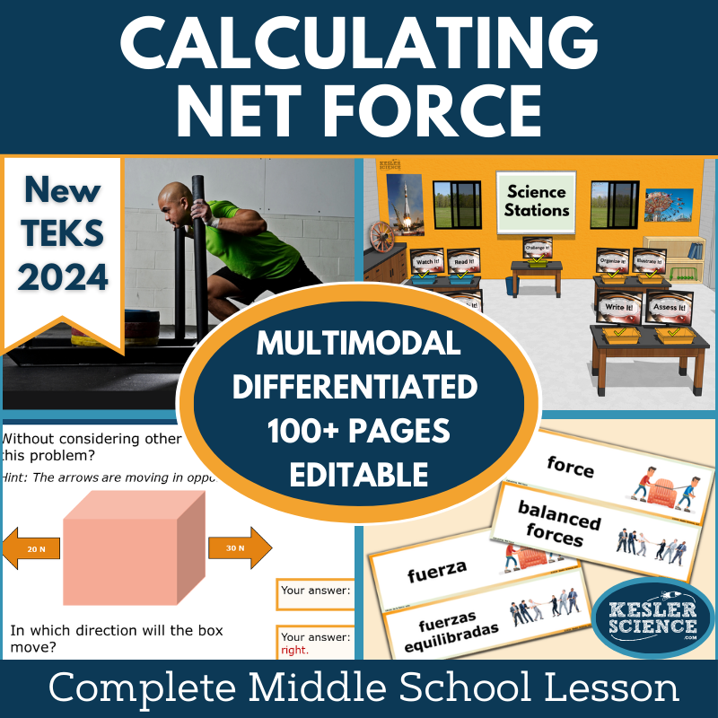 TEKS 6.7B Calculating Net Force Activities for Middle School Science