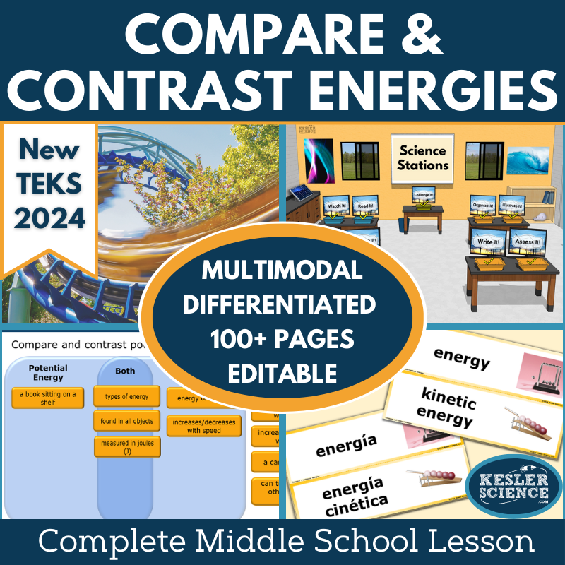 TEKS 6.8A Compare & Contrast Energies Activities Middle School Science