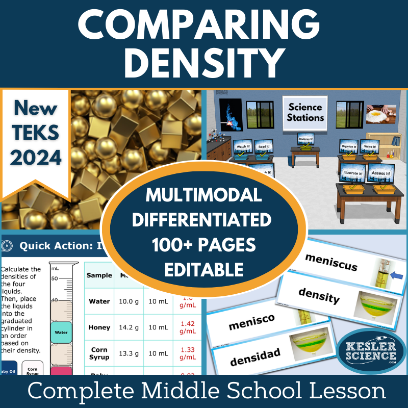 TEKS 6.6D Comparing Density Activities for Middle School Science