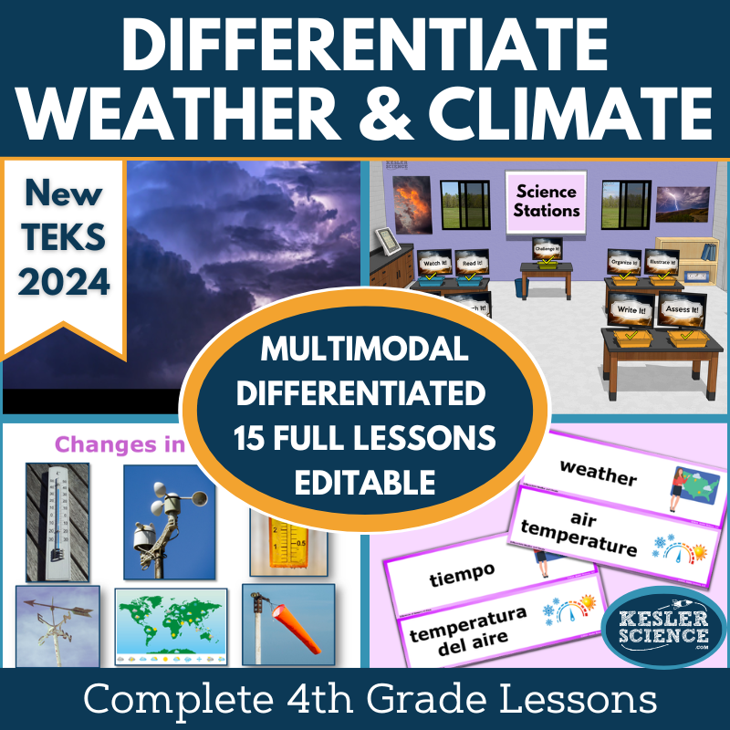TEKS 4.10C Differentiate Weather & Climate for 4th Grade Science