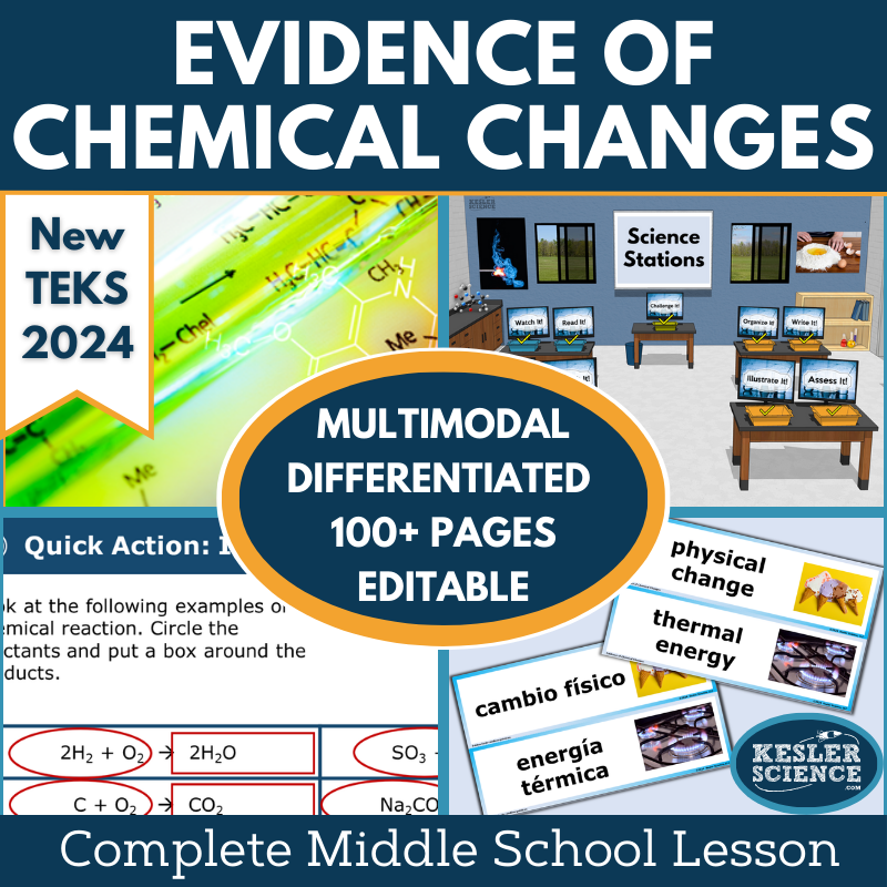 TEKS 6.6E Evidence of Chemical Changes for Middle School Science