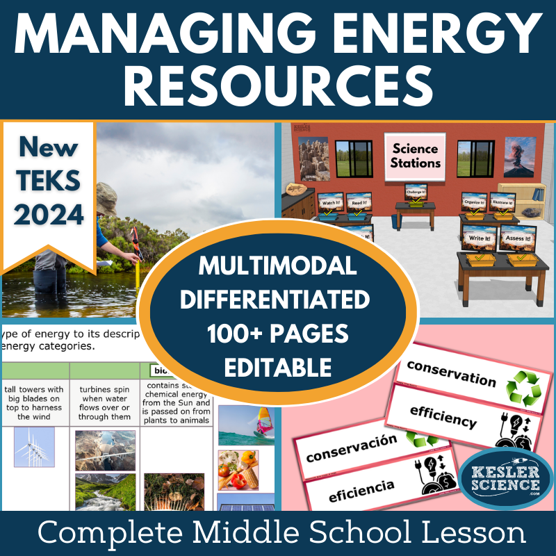 TEKS 6.11B Managing Energy Resources Activities Middle School Science