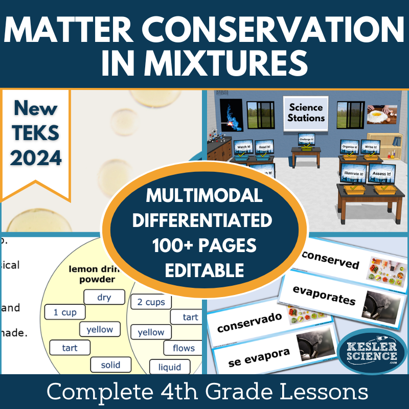 TEKS 4.6C Matter Conservation in Mixtures Activities 4th Grade Science