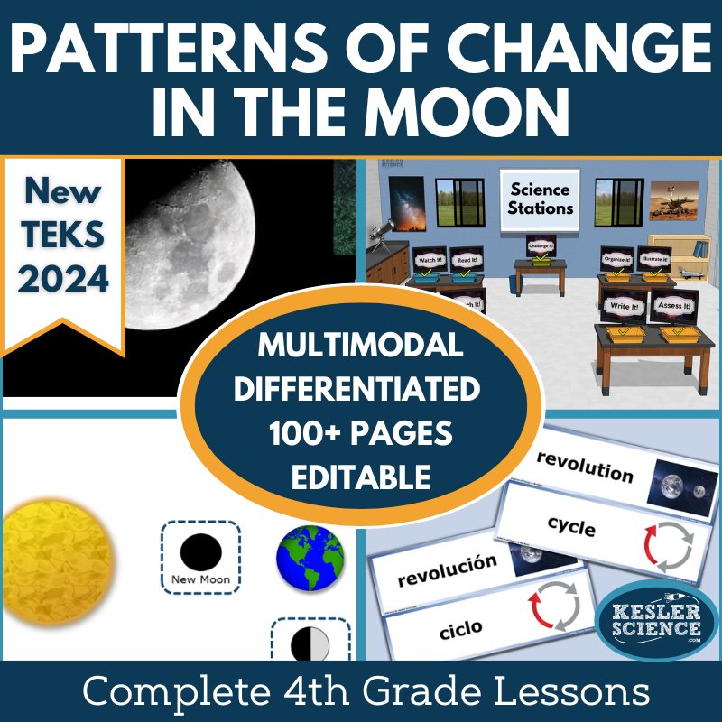 TEKS 4.9B Patterns of Change in the Moon Activities 4th Grade Science