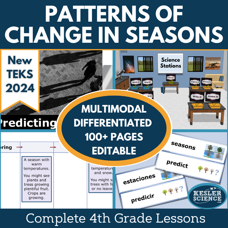 TEKS 4.9A Patterns of Change in Seasons Activities 4th Grade Science
