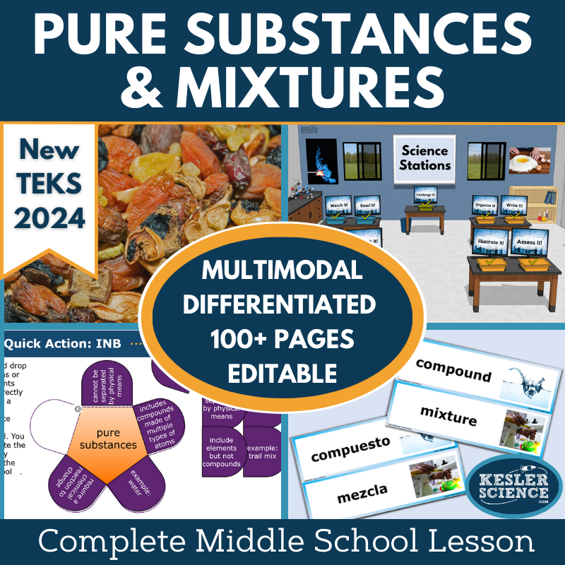 TEKS 6.6B Pure Substances & Mixtures Activities Middle School Science